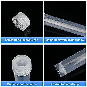 Z-Color 10pcs 10ml Lab Plastic Frozen Test Tubes Vial Seal Cap Container for Laboratory School Educational