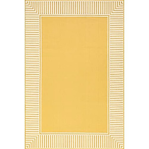 nuLOOM Asha Simple Border Indoor/Outdoor Area Rug, 8' x 10', Yellow