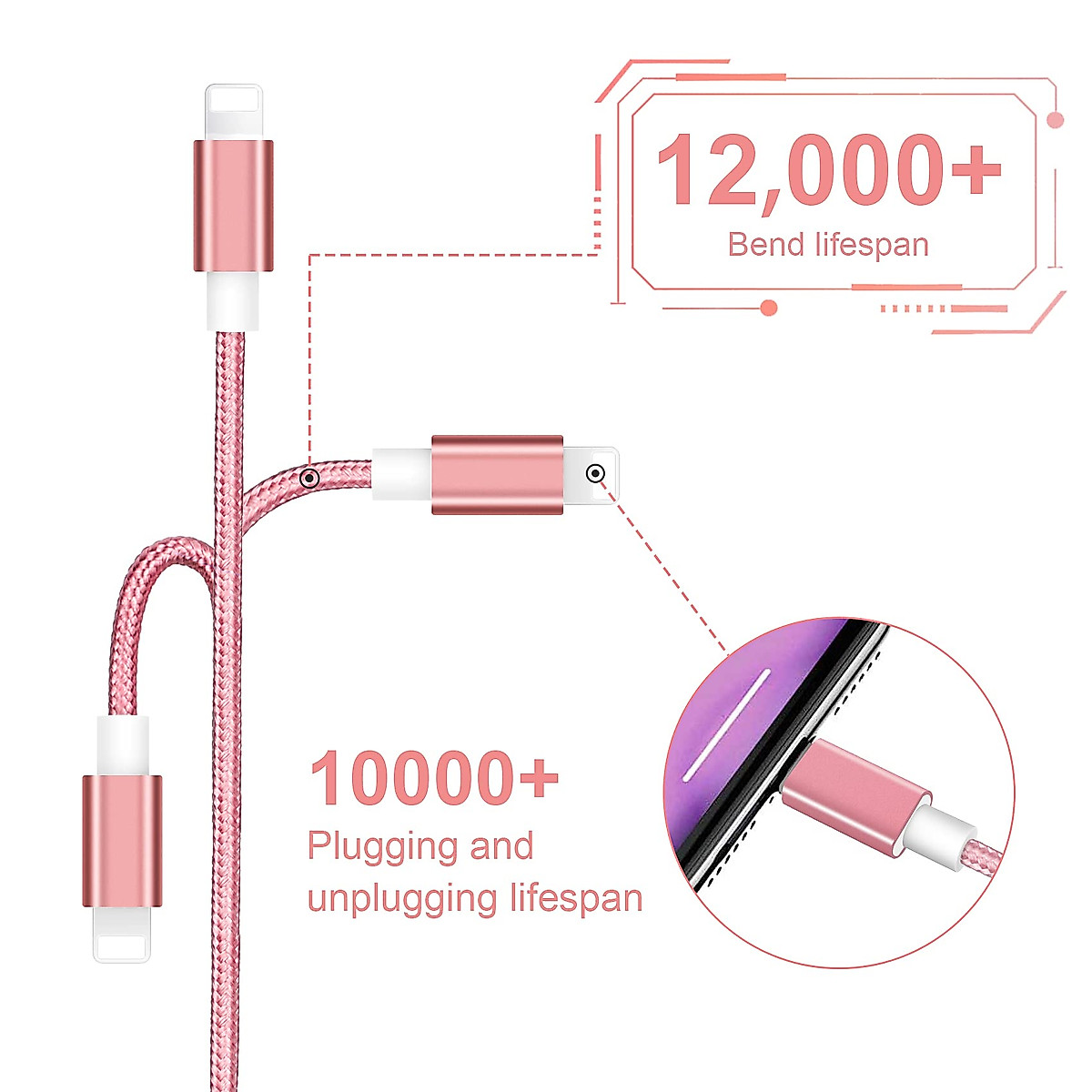 iPhone Charger,【Apple MFi Certifide】 4 Pack iPhone Cord iPhone Charging Cable Nylon Braided Compatible with iPhone 14 13 12 11 Pro Max Xs Xr 8 7