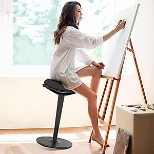 HOMCOM Standing Desk Chair, Ergonomic Backless Wobble Stool, Height Adjustable Tall Office Chair 22.2-28.1 Inches, Active Learning Stool for Office Desks, with Rocking Motion, Padded, Black