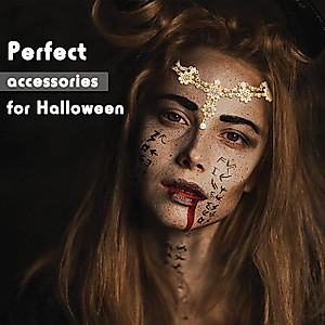 Head Chain Jewelry Headpiece Rhinestone Head Jewelry Wedding Headband Chain Headpiece Bohemian Style Rhinestone Headband Diamond Head Chain Hair Accessories for Women Girls Hair Decoration (Gold)