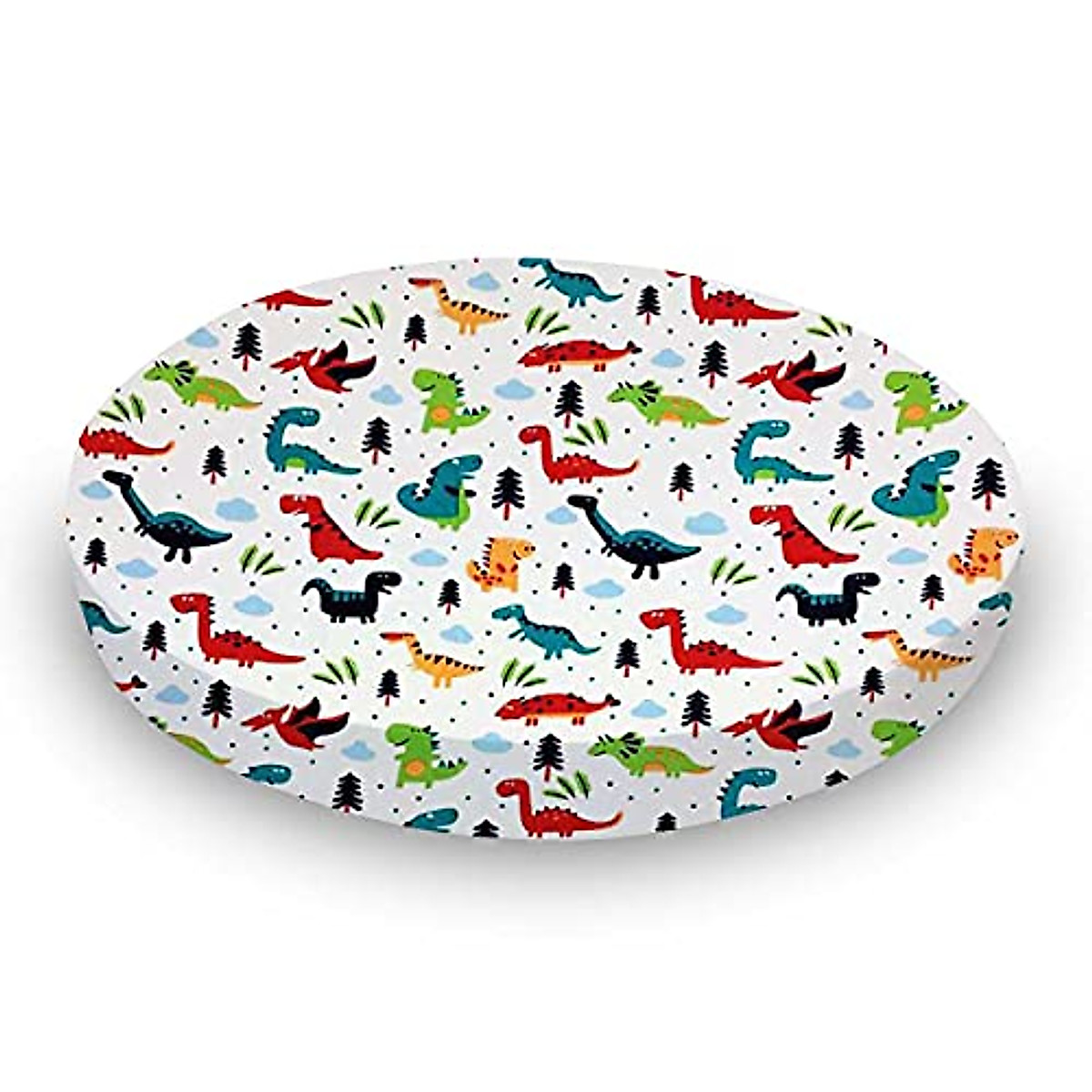 SheetWorld 100% Cotton Interlock Jersey Fitted Oval Crib Sheet, Fits Stokke Sleepi 26 x 47, Dinosaurs, Made in USA