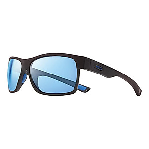 Revo Sunglasses Espen x Bear Grylls: Polarized Lens with Bendable Rectangle Wrap Frame, Matte Black Frame with Blue Water Lens (RE 1097 01 BL)