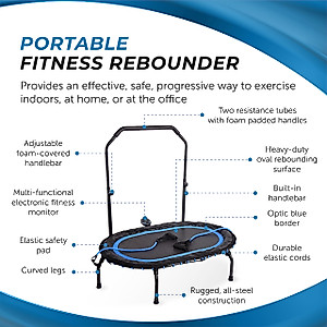 Stamina Fitness Trampoline - Exercise Trampoline with Smart Workout App - Indoor Trampoline Fitness Rebounder