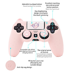 GeekShare Cat Paw PS4 Controller Skin Anti-Slip Silicone Skin Protective Cover Case for Playstation 4 DualSense Wireless Controller - Pink