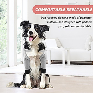 Jaeskeclip Dog Leg Wound Protector, Dog Surgery Recovery Sleeve, 1 Pc Dog Elbow Brace with Dog Earmuff, Pet Elbow Brace Protector for Preventing Injuries and Sprains, Elbow Shoulder Support(Size:L)