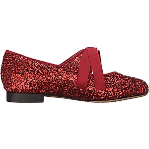 charlotte olympia Girl's Incy Olivia Little Kid, Red Glitter Fabric, 26 (US 9 Toddler) M