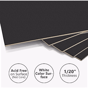 Somime 12 Pack Backing Boards Only - 8x10 Uncut Black Mats Matboards, Acid Free Backerboards, Ideal for Photos/Pictures/Prints/Frames/Arts