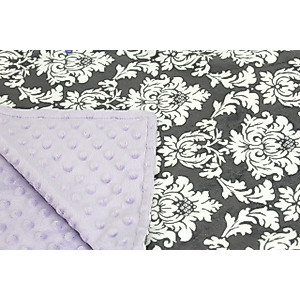 Dear Baby Gear Deluxe Car Seat Canopy, Custom Minky Print Grey and White, Lavender Minky Dot