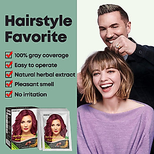 10 PCS Hair Color Shampoo - Semi-Permanent Bubble Hair Dye for Men & Women (Red Brown)