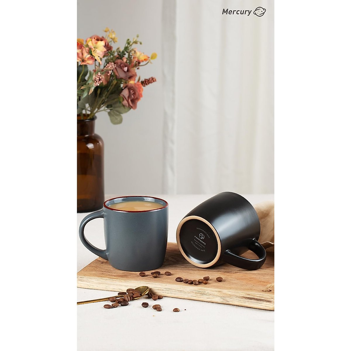 famiware Mercury Coffee Mugs 13 oz, Coffee Mugs Set of 4 with Handle, Cups for Latte, Hot Tea, Cappuccino, Mocha, Cocoa, Multi-color