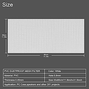 Fan Dust Mesh Filter Magnetic Frame PVC Computer PC Case Fan Dust Proof Filter Cover Grills (300 * 300MM 1PACK WHITE)