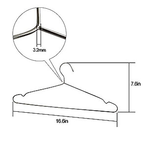 KINJOEK 50 Packs Wire Hangers for Clothes, 16.6" Heavy Duty Stainless Steel Wire Metal Clothes Hanger 3.2MM Thick Coat Closet Hangers for Dry and Wet Clothes, Underwear and Trousers