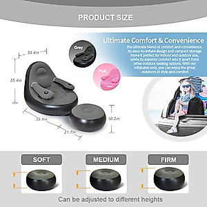 Set of 2 Inflatable Armrest Lounge Chair with Ottoman,Hand Pump,Eye Mask,Earplugs-Portable Blow Up Sofa,Air Chaise Lounge,Ideal Loveseat Set for Family Movie Night,Couple,Gaming,Party,Camping,Garden