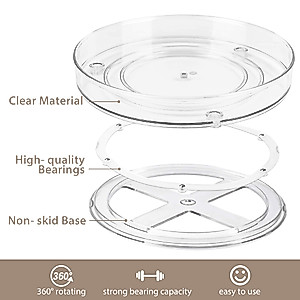Empaxum 2 Pack Lazy Susan Cabinet Organizer 10.6" Clear Plastic Turntable Organizer Rotating Spice Rack Kitchen Storage Cosmetic Makeup Organizers for Pantry, Countertop, Fridge, Vanity, Bathroom