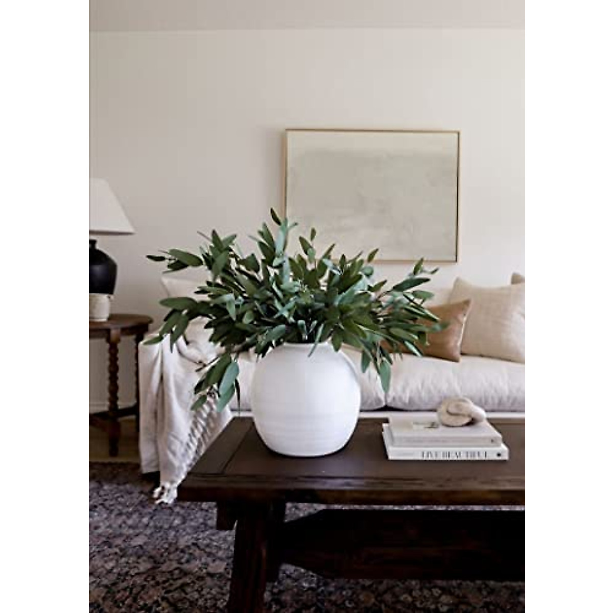 ANNIE&PANDA 3 Pack Faux Real Touch Artificial Eucalyptus Stems with Seeds 31'' Tall Fake Plants Leaves Olive Tree Branches Faux Greenery Stems for Bridal Wedding Bouquet Vase Table Centerpiece Decor