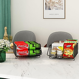 GILLAS 2 Pack Stackable Soda Can Organizer with Dividers for Refrigerator, Can Holder Dispenser Canned Food Organizer, Beverage Storage Basket Rack Drink Organizer for Fridge, Kitchen, Pantry, Black