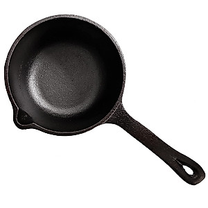 Cedilis 1 Quart Cast Iron Basting Pot with Handle, Heavy Duty Construction Sauce Pot for Grilling and Oven, Black