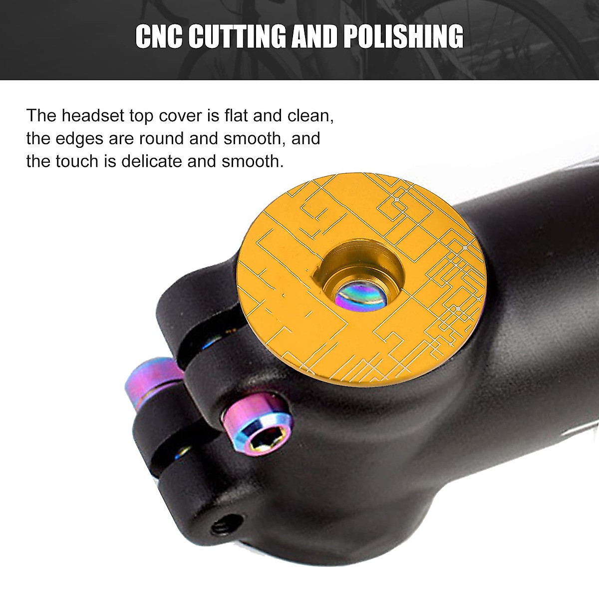 SUNGOOYUE Headset Top, 31.8mm Aluminum Alloy Headset Stem Top Cover with Bolts for Mountain Bikes Road Bikes(Yellow)