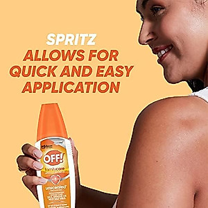 OFF! Family Care Insect & Mosquito Repellent Spritz, Bug Spray Containing 7% DEET, Unscented Repellent with Aloe Vera Protects Against Mosquitoes, 9 Oz