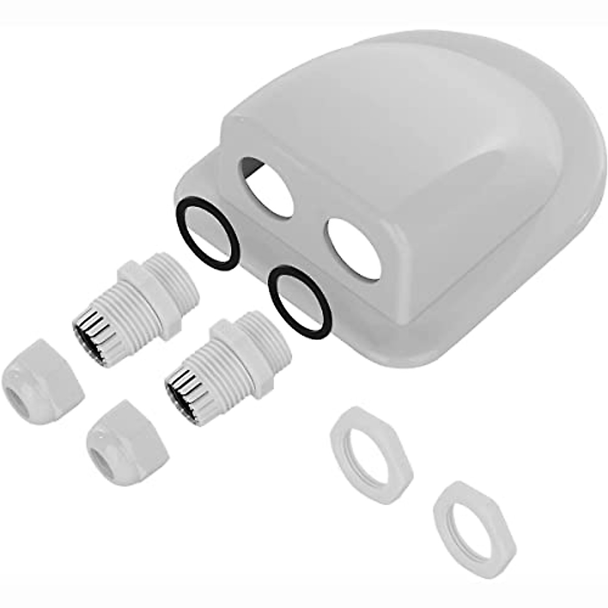 LGOUW Solar Double Cable Entry Gland Box, RV roof Waterproof ABS Solar Entry housing for RVs, Boats, Yacht, Roofs - White