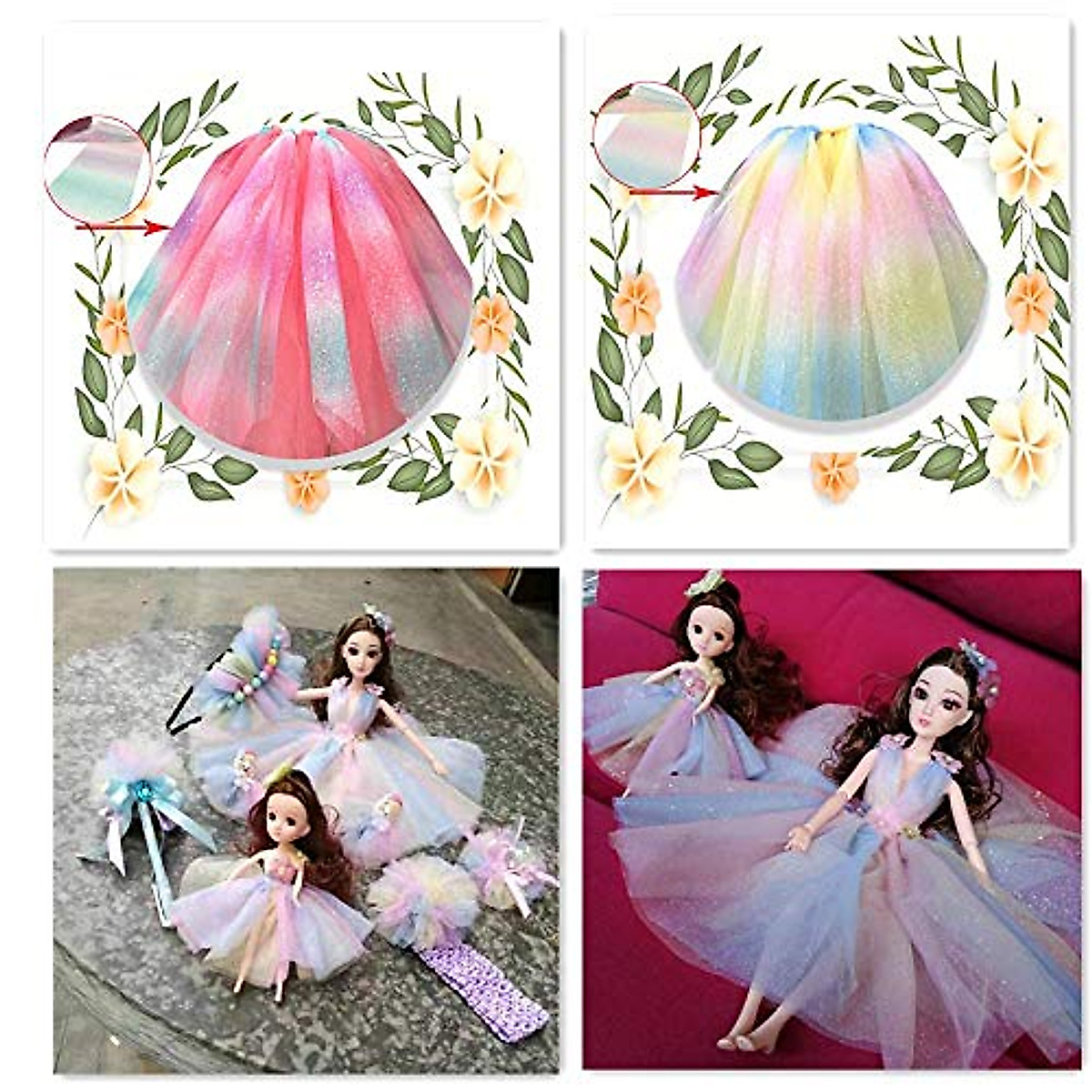 Yuanchuan Rainbow Glitter Tulle Rolls 6 inch x 10 Yards (30 feet) for Table Runner Chair Sash Bow Pet Tutu Skirt Sewing Crafting Fabric Wedding Birthday Ribbon (Rainbow Red)