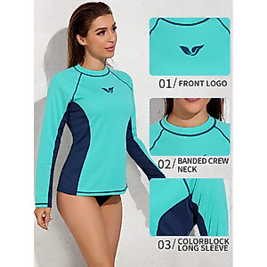 ATTRACO Womens Rash Guard Shirt Swimsuit Swim Top Long Sleeve Diving Shirts