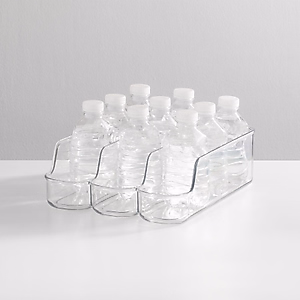 mDesign Small Plastic Kitchen Storage Organizer Divided Bin for Tall Skinny Soda/Pop Cans - 3 Compartments for Kitchen, Pantry, Refrigerator - Clear