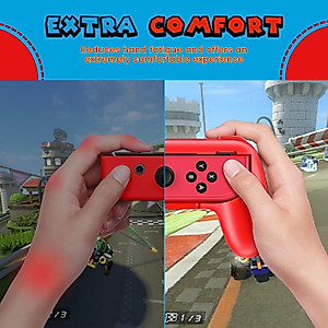 TNP Joy-Con Grip for Nintendo Switch/OLED (2 Pack Red + Blue) Comfortable Grip Wear Resistant Joy-Con Handle Game Controller Kit Accessory for Nintendo Switch, Switch OLED