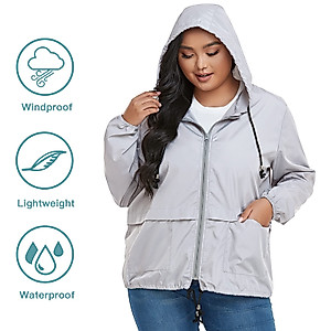 American Trends Plus Size Women Rain Coats Lightweight Waterproof Outdoor Rain Jacket Hooded Packable Windbreaker Jacket for Women A Black 4XL