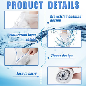 2 Pairs Rain Shoes Cover Non Slip Waterproof Shoe Covers Reusable Shoe Protectors Covers High Top Snow Boots Galoshes Overshoes for Men Women Outdoor Cycling Camping Fishing Garden Travel, White, L