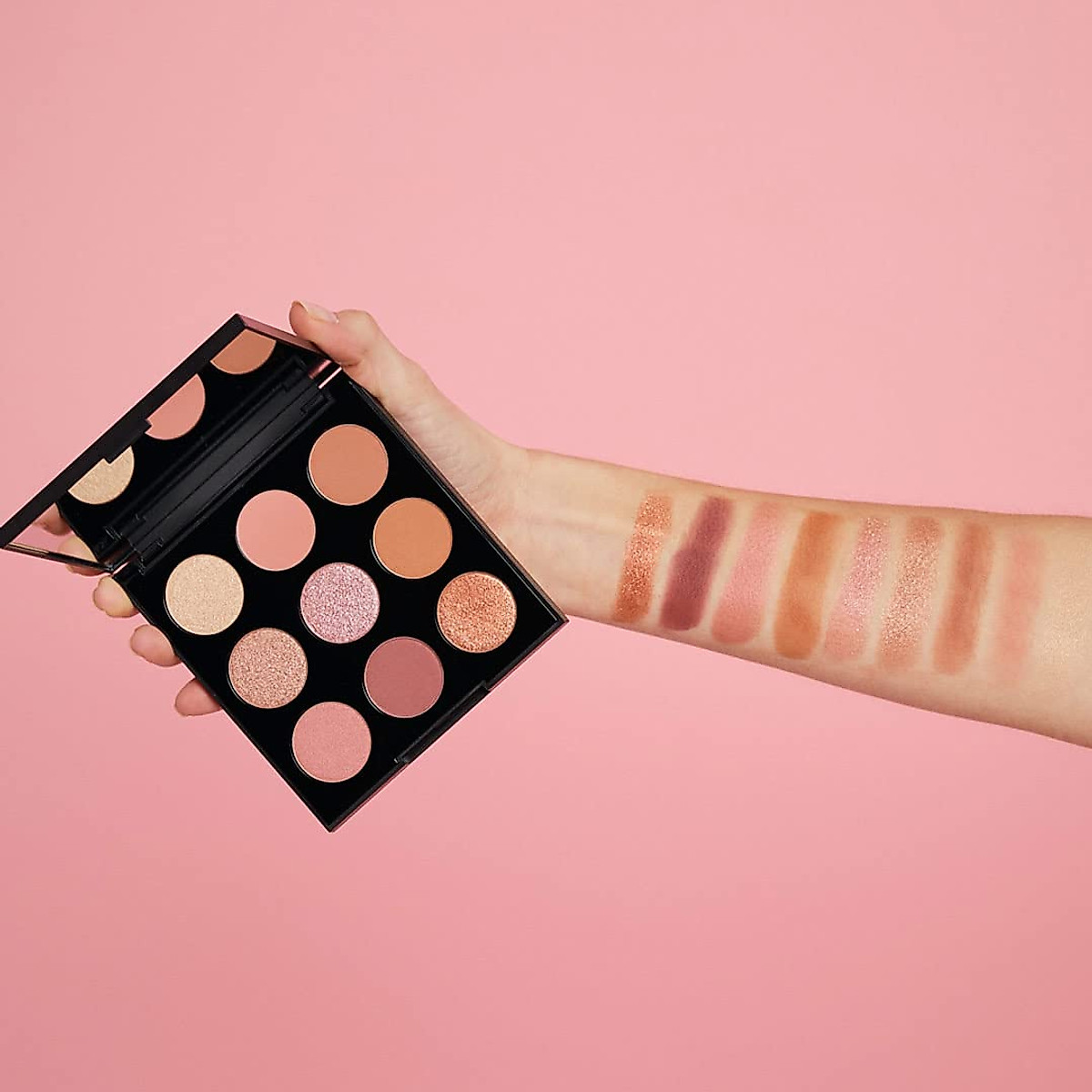 Palladio Ultimate 9-Count Eyeshadow Palette, Talc-Free Formula, High Pigmented Shades in A Mix of Matte & Shimmer Finishes, Blendable Long Lasting Colorful Professional-Grade Makeup (Rosey Nudes)