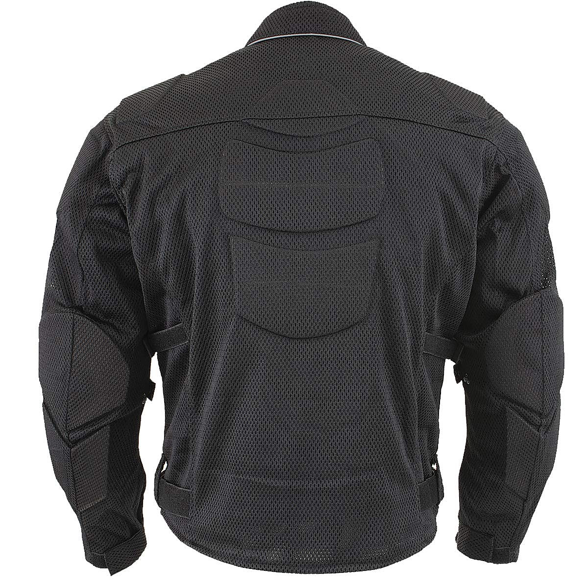 Xelement CF2157 Men's 'Caliber' Black Mesh Motorcycle Jacket with X-Armor Protection - X-Large