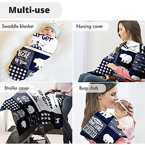 Ruby Star Personalized Baby Blanket for Boy, Cozy Plush Fleece Blanket, Custom Baby Name, Includes Baby Onesie and BIB, Bankets for Kid (Woodland), Full