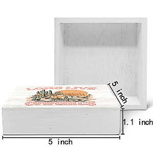 SRADMO Long Live Cowgirls Wood Box Sign Desk Decor，Retro Western Cowgirl Rodeo Theme Wooden Block Box Sign Decoration For Western Home Office Shelf Table Decor