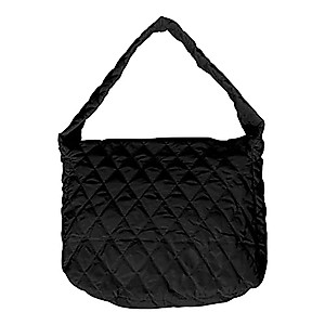 JOYART Women's Tote Bag-Casual Quilted Bag Fashion Crossbody Shoulder Bag with Zipper for Office, Travel, School-Black