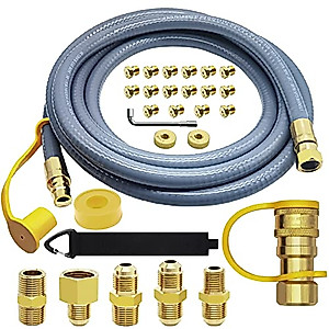 GardenNow 12FT 3/8" ID Natural Gas Hose, Low Pressure LPG Hose with Quick Connect, for Weber, Char-Broil, Pizza Oven, Patio Heater and More NG Appliance Propane to Natural Gas Conversion Kit