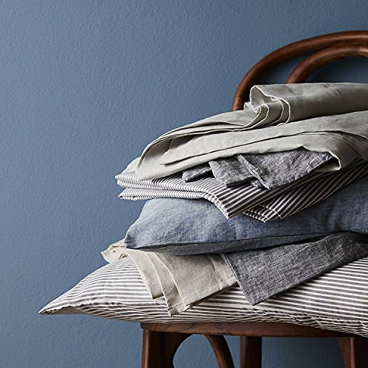 Queen Sheets Stripe Grey - 6 Piece 1500 Supreme Collection Fine Brushed Microfiber Deep Pocket Queen Sheet Set Bedding - 2 Extra Pillow Cases, Great Value, Queen, Classic Stripe Gray