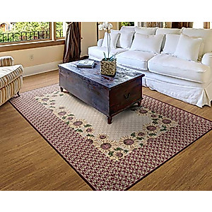 Brumlow MILLS Sunflower Braid Printed Pattern Rustic Floral Area Rug for Kitchen, Entryway, Bathroom Mat and Home Décor, 5' x 8', Sunset