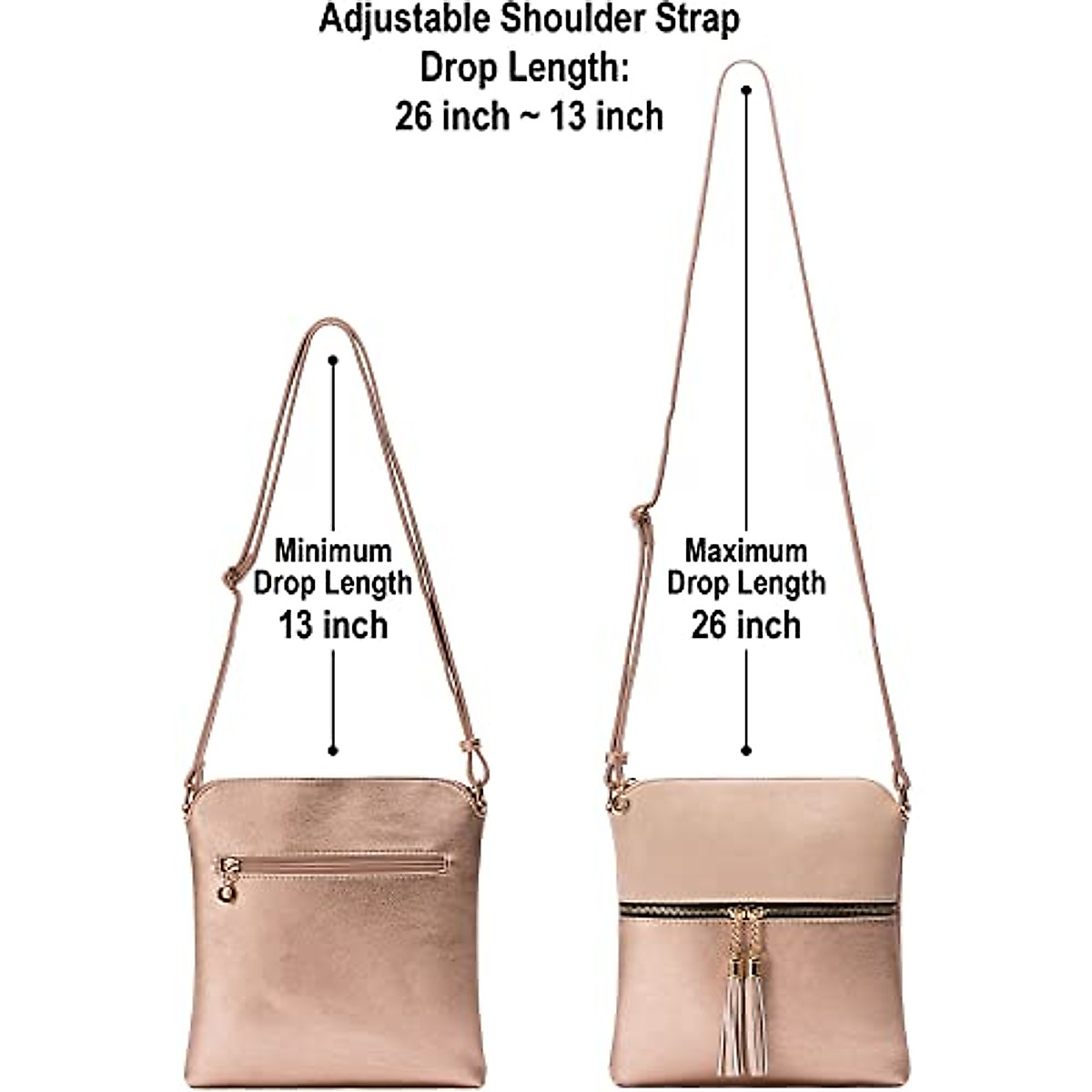 Solene Womens Lightweight Medium Crossbody Purse with Tassel, Perfect Size Crossbody Bags for Daily Use, travel - LP062 (Nude-Rose5)