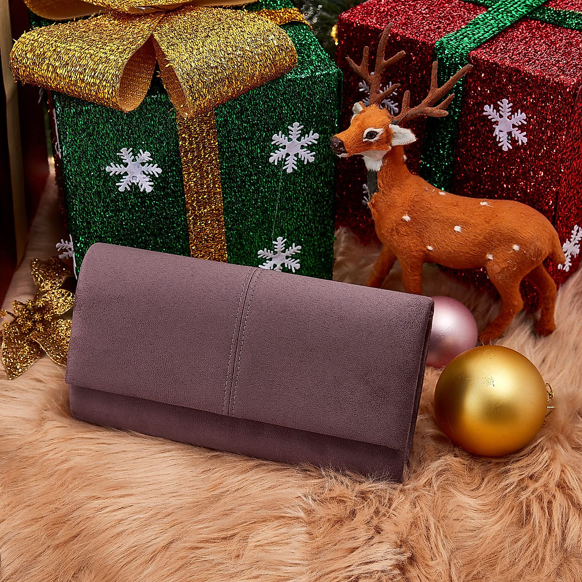 Ava&Lina Clutch Purse for Women Evening Handbags Formal Clutch Party Purse Large Envelope Faux Suede Clutch Purple