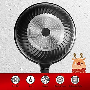 WINSDOM Wok Pan with Lid Aluminum Nonstick Frying Pan Skillet with Lid 11inch Induction Cookware Woks and Stir-fry Pan with Heat Indicator Dishwasher Safe