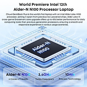 CHUWI Windows 11 Laptop with 8GB RAM 256GB SSD, 14 inch 2K IPS Display, Intel N5100 Quad core Processor, WiFi 6, Backlit Keyboard, USB-C, Ultra Thin and Light Notebook Computer (GemiBook Pro)