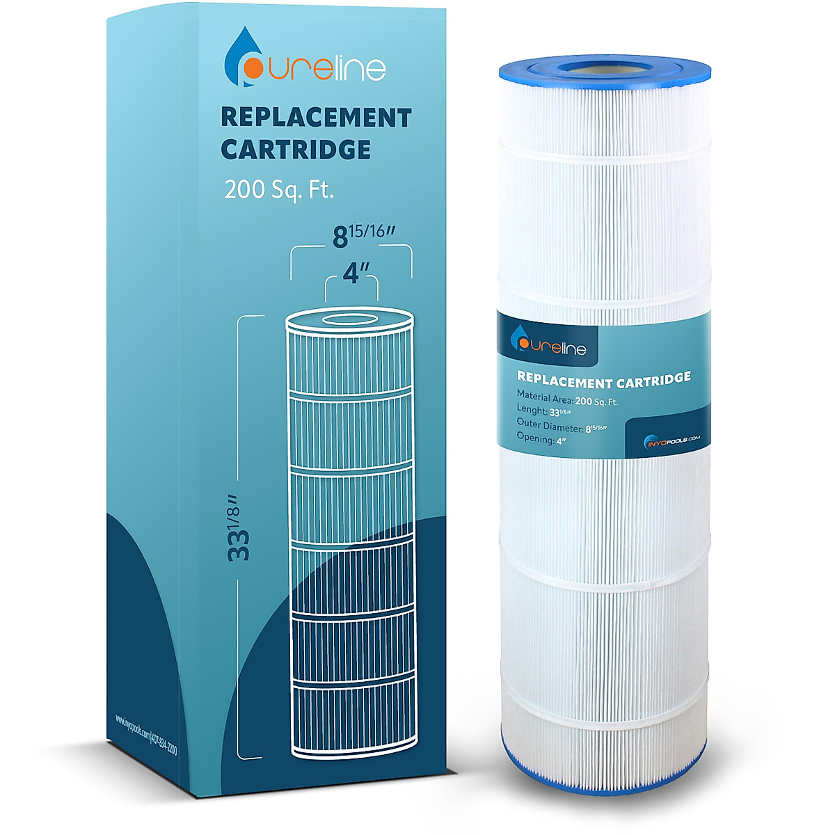 Pureline Pool Replacement Cartridge Filter, 200 Sq Ft, PL0127, Compatible with Jandy CS200