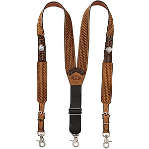 Nocona Belt Co. Men's Buffalo Nickel Basket Leather Suspender, Brown, X-Large