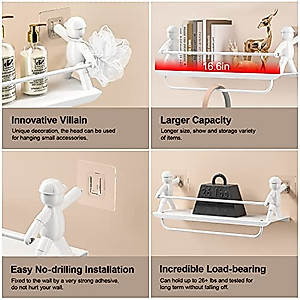 coorack Floating Shelves Wall Mounted Set of 2, COORACK Modern Villain Metal Hanging Floating Wall Shelves, No Drilling 13D x 42W x 14H cm