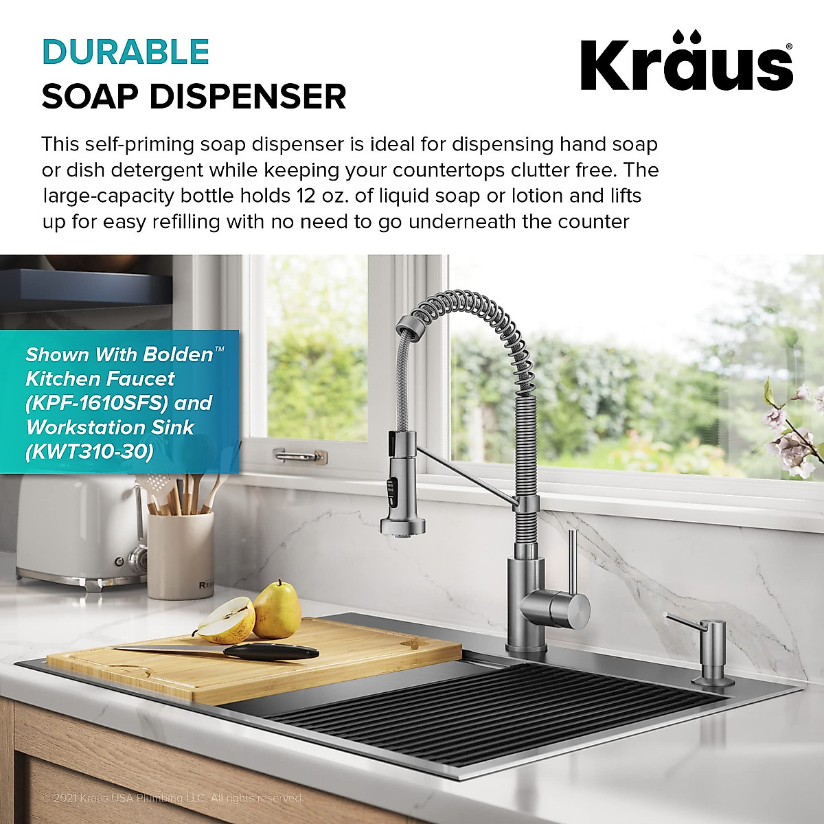 KRAUS Kitchen Soap and Lotion Dispenser in Spot Free Stainless Steel, KSD-41SFS