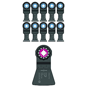 Bosch Starlock Carbide Oscillating Tool Blades for Cutting Metal, 10-Pack and Multi Tool Flexible Scraper Blade for Sealant and Paint Removal, Bundle (11-Pieces)
