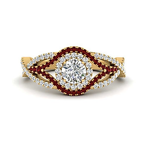 Couples Jewelry for him and her Gifts for Daughter 11th for her Rings Dress Matching Ring Round Diamond Ring Gold Plated Created Ruby Round Ring Diamondin Size 7