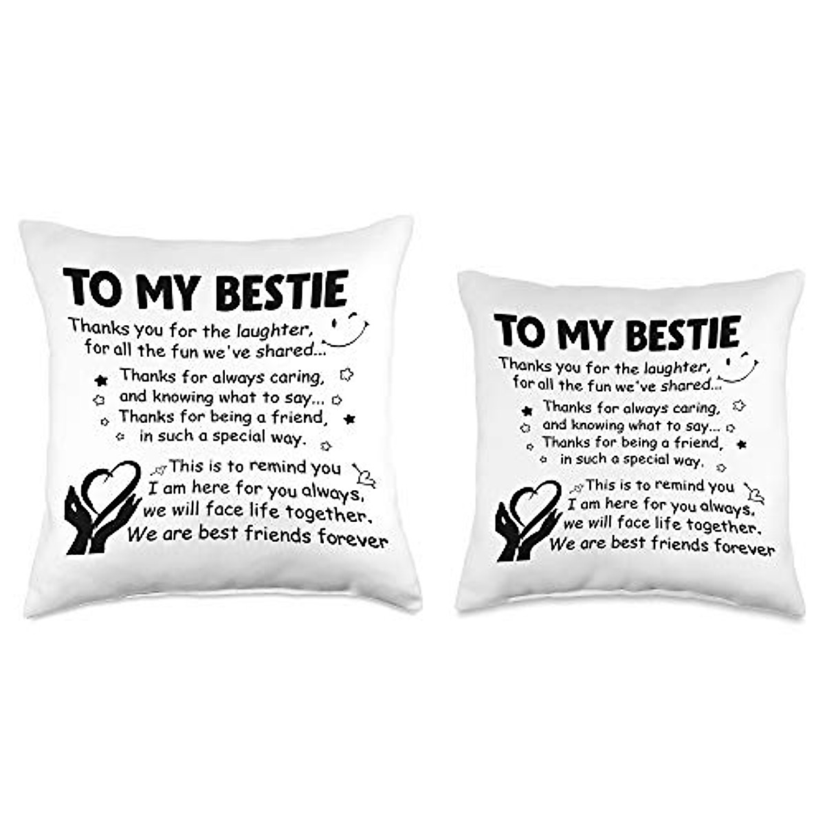 To My Bestie By Merch To My Bestie Thank You for The Laughter Throw Pillow, 16x16, Multicolor